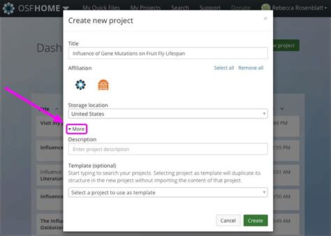 Create A Project OSF Projects OSF Support