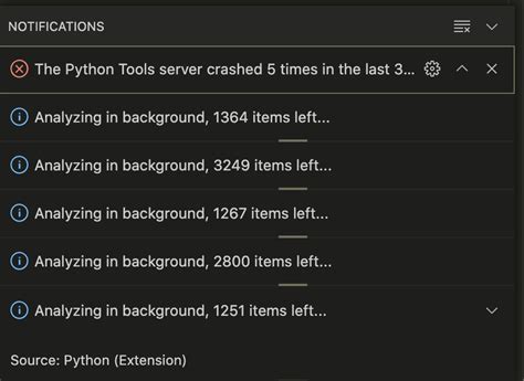 analyzing in background runs forever the python tools server crashes 5