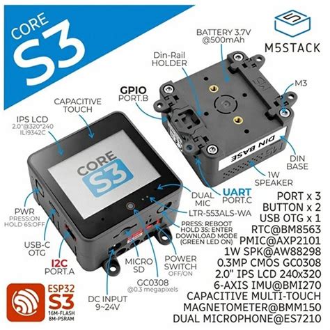 icshop m5stack cores3 開發套件 esp32 s3核心 lot development kit 蝦皮購物