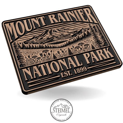 Mount Rainier National Park Sign Patriot Nation Design