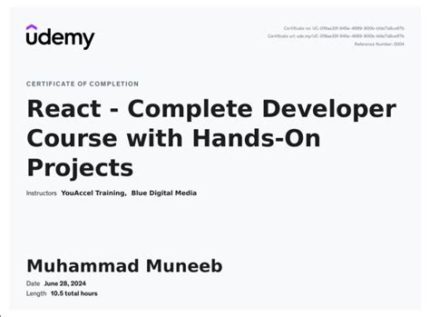 Muhammad Muneeb On Linkedin Reactjs Udemycertificate Alwayslearning