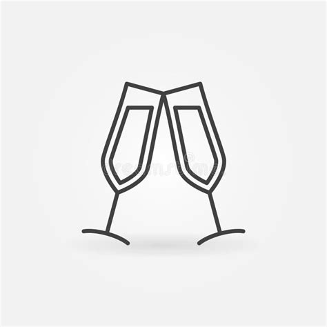 Two Wine Glasses Outline Vector Icon Couple Of Glasses Sign Stock