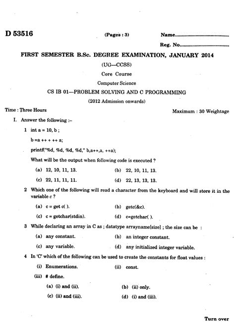 C Programming JAN Practice Material Bachelor S Of Computer Application BCA Studocu