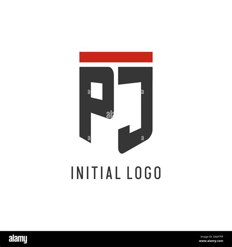 Pj Initial Esport Logo With Simple Shield Design Style Vector Graphic