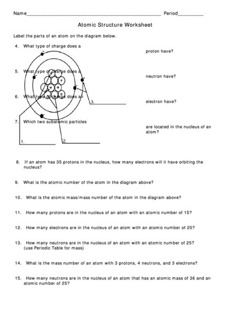 Atomic Structure Worksheet Chemistry E Streetlight Com