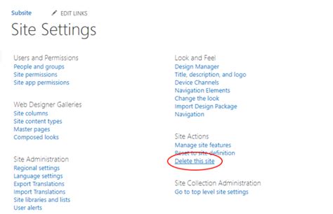 how to delete a sharepoint site wiliammbr s blog