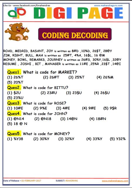 Digipagedp02 February 2017reasoningcoding Decoding Emahendras