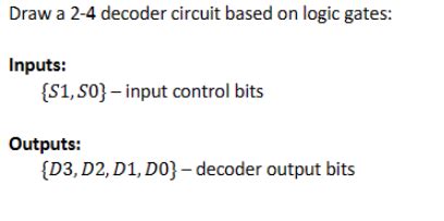 Solved Draw A Decoder Circuit Based On Logic Gates Chegg Com
