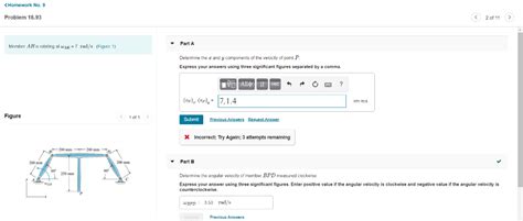 Solved Member Ab Is Rotating At ωab 7 Rad S Figure 1