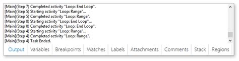 Debug Panel Output