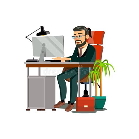 Cartoon Man Working Computer Stock Illustrations 17 336 Cartoon Man