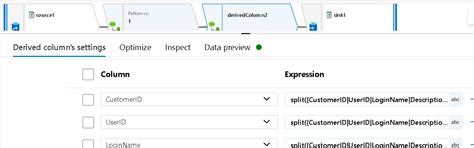 split single column data into multiple columns in datafactory