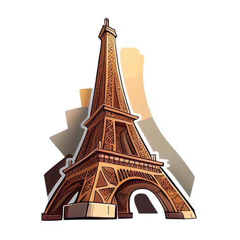 Cartoon Sticker Of The Eiffel Tower In Paris France 17333861 PNG