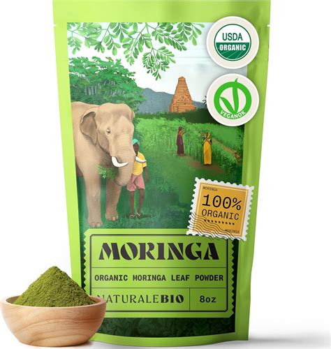 Naturalebio Moringa Organic Powder Premium Quality 8 Oz