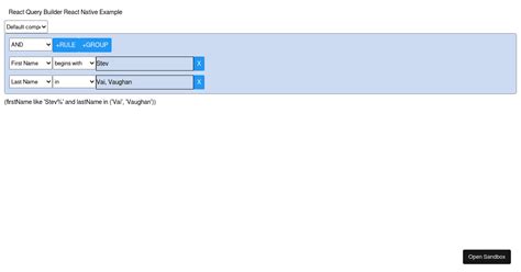 React Querybuilder Native Example Codesandbox
