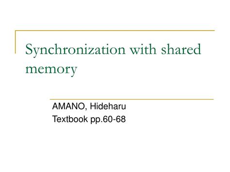 Ppt Synchronization With Shared Memory Powerpoint Presentation Free