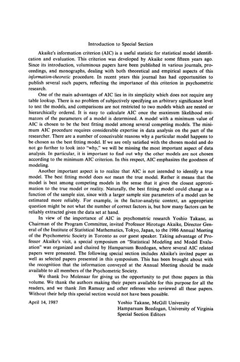 Pdf Akaike Information Criterion Aic Introduction