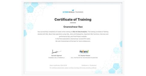 Gnaneshwar Rao On Linkedin Successfully Completed The Sql For Data Analytics Training From