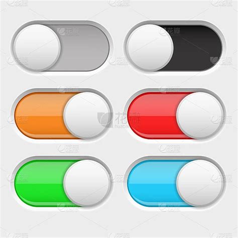 开和关长椭圆图标。灰色和彩色切换界面按钮素材 花瓣网