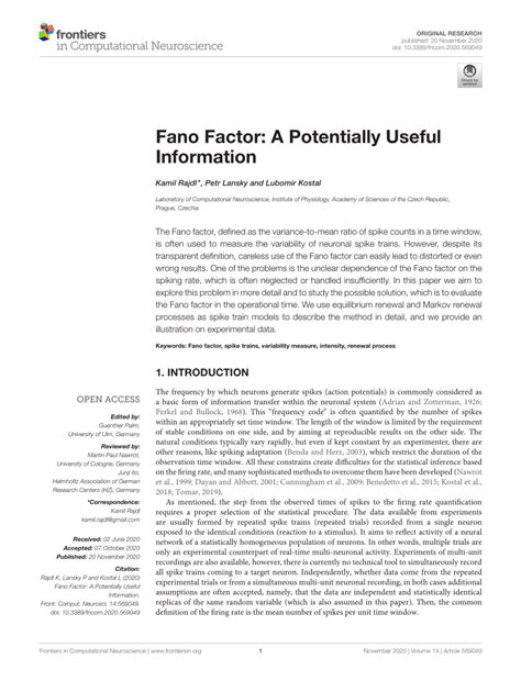 Pdf Fano Factor A Potentially Useful Information