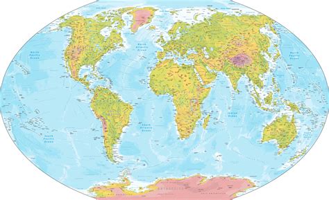 Detailed Physical World Map Winkel Tripel Projection 28004426 Vector Art At Vecteezy
