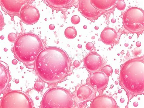 Abstract Glowing Fantasy Fizz Pink Fizzing Air Water Bubbles White Background Stock