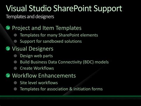 Ppt Visual Studio Sharepoint Development Tools Overview Powerpoint Presentation Id