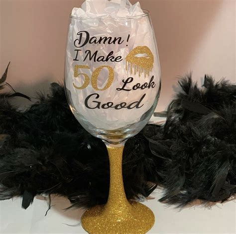 50th Birthday Wine Glass With Stylish Design