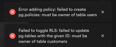 Generated Tables Are Owned By Supabaseadmin And Therefore Not Editable · Issue 172 · Vercel