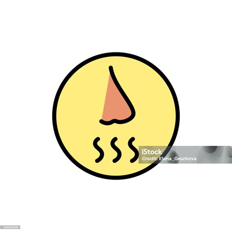 비강 호흡 색상 아이콘입니다 코는 향기를 흡입 플랫 아이콘입니다 인간의 후각 기관 흰색 바탕에 간단한 스타일의 벡터 일러스트 레이 션 감각 지각에 대한 스톡 벡터 아트 및