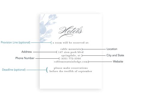 Accommodation Card Wording