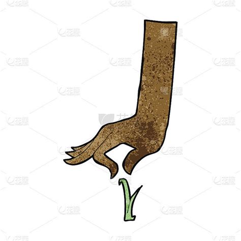 卡通手摘草叶