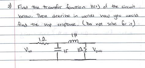 Solved Find The Transfer Function H S Of The Circuit Below Chegg Com