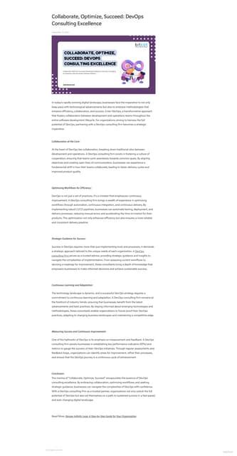 Collaborate Optimize Succeed Devops Consulting Excellence Pdf