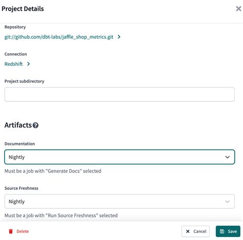 artifacts dbt developer hub
