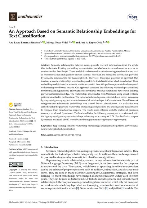 Pdf An Approach Based On Semantic Relationship Embeddings For Text