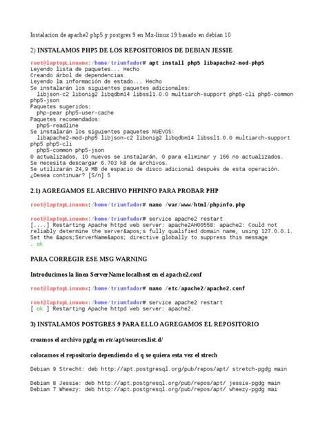 instalando apache2 php5 y postgres 9 en mx linux may 2020 pdf php tecnología de sistema