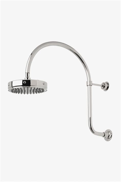 r w atlas 8 1 2 rain showerhead with 18 wall mounted 90 degree shower arm waterworks