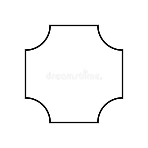 Monochrome Vector Graphic Of A Square With A Curved Chamfer On Each Corner Stock Vector