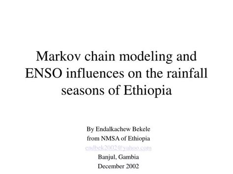 ppt markov chain modeling and enso influences on the rainfall seasons