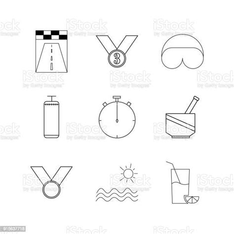 스포츠 및 웰빙 선형 아이콘 세트입니다 간단한 개요 아이콘 0명에 대한 스톡 벡터 아트 및 기타 이미지 0명 3위 디자인 Istock