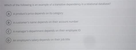 Solved Which Of The Following Is An Example Of A Transitive