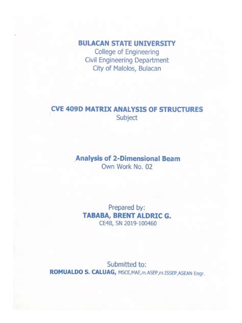 Analysis Of 2d Beams Pdf