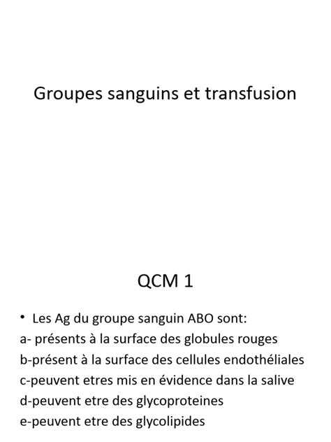 Groupes Sanguins Et Transfusion Pdf