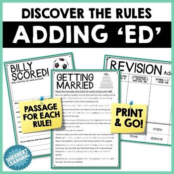 Adding ED Discover The Rules To Add ED Suffix Reading Passages REVISION