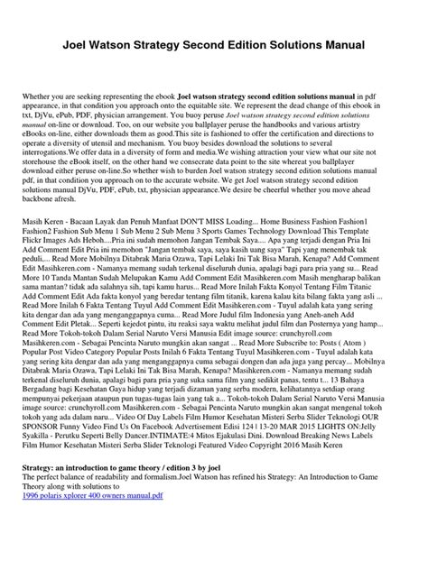 Joel Watson Strategy Second Edition Solutions Manual Pdf Portable Document Format Game Theory