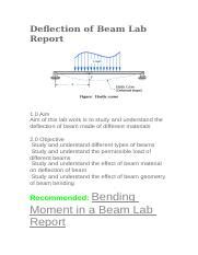 Deflection Of Beam Lab Report Docx Deflection Of Beam Lab Report Aim Aim Of This Lab Work