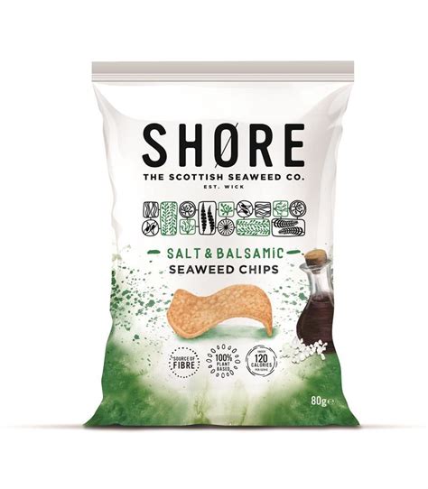Shore Scottish Seaweed Seaweed Chips Salt And Balsamic Seaweed Chips 80g