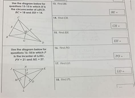 Solved Use The Diagram Below For 13 Find Be Questions 13 15 In Which