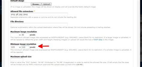 How To Set The Min Upload Image Size In Drupal 7 Inmotion Hosting